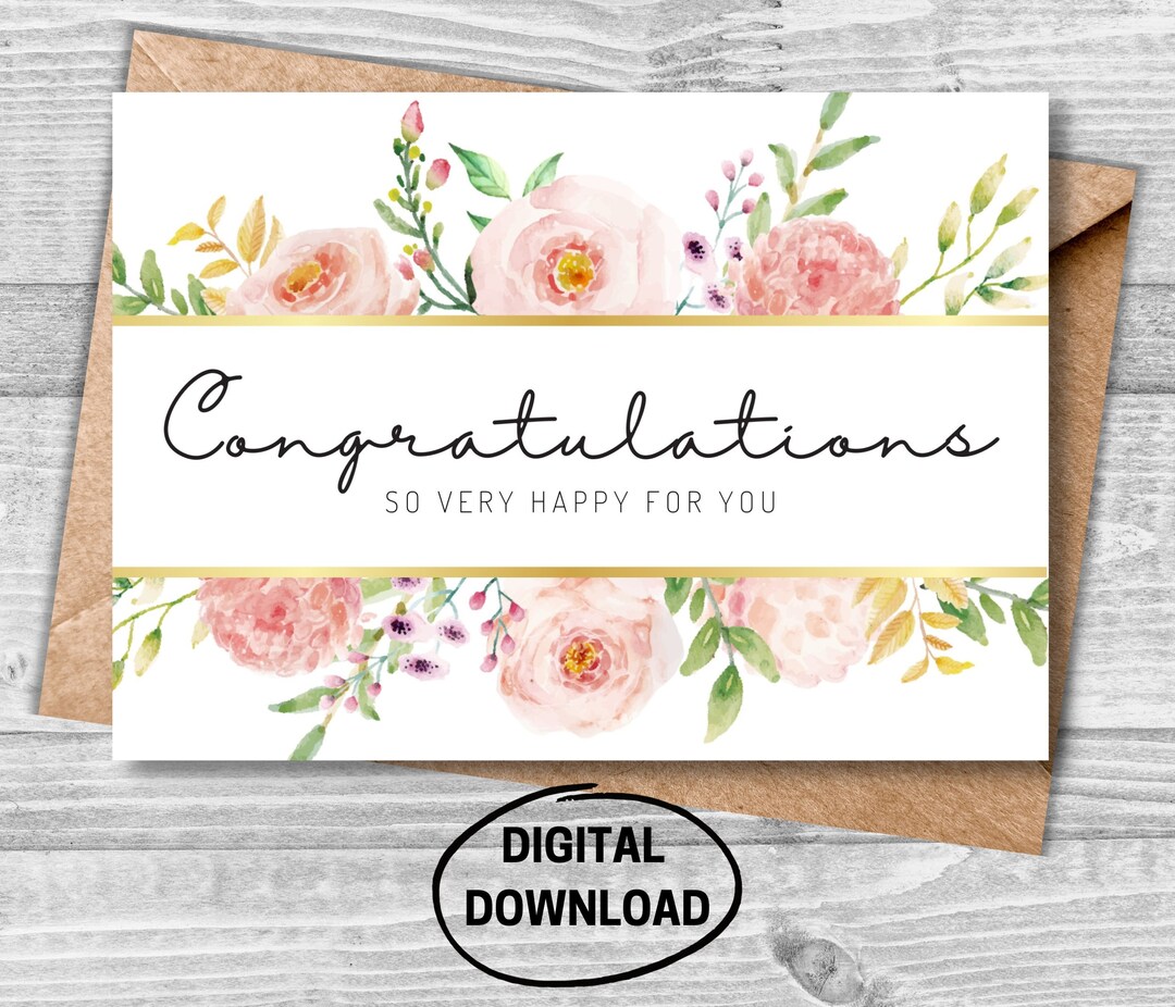 Congratulations, Printable Card, Congratulations Greeting Card, Greeting Card, Congratulations ...