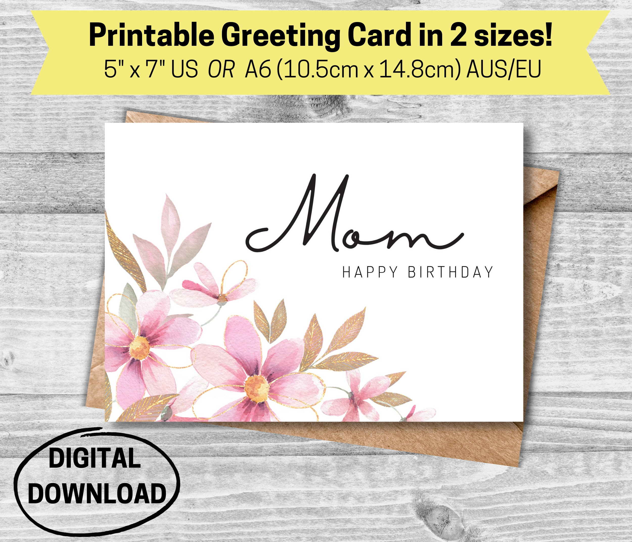 Birthday Printable Card for Mom Birthday Card for Her - Etsy