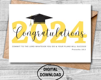 Printable Graduation Card, Christian Graduation Card, Bible Verse Card ...