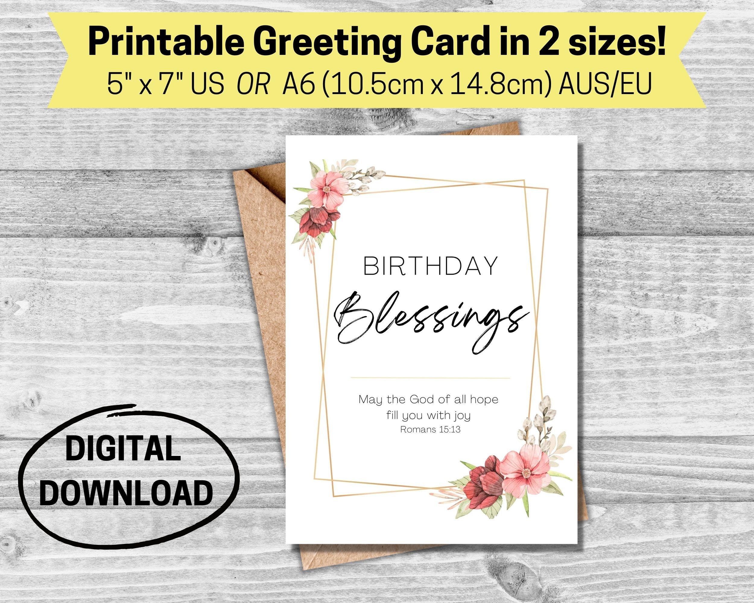 Birthday Printable Card, Christian Verse Card, Bible Verse Printable ...