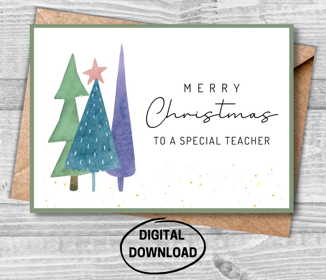 Teacher Christmas Card, Digital Teacher Christmas Card, Holiday ...