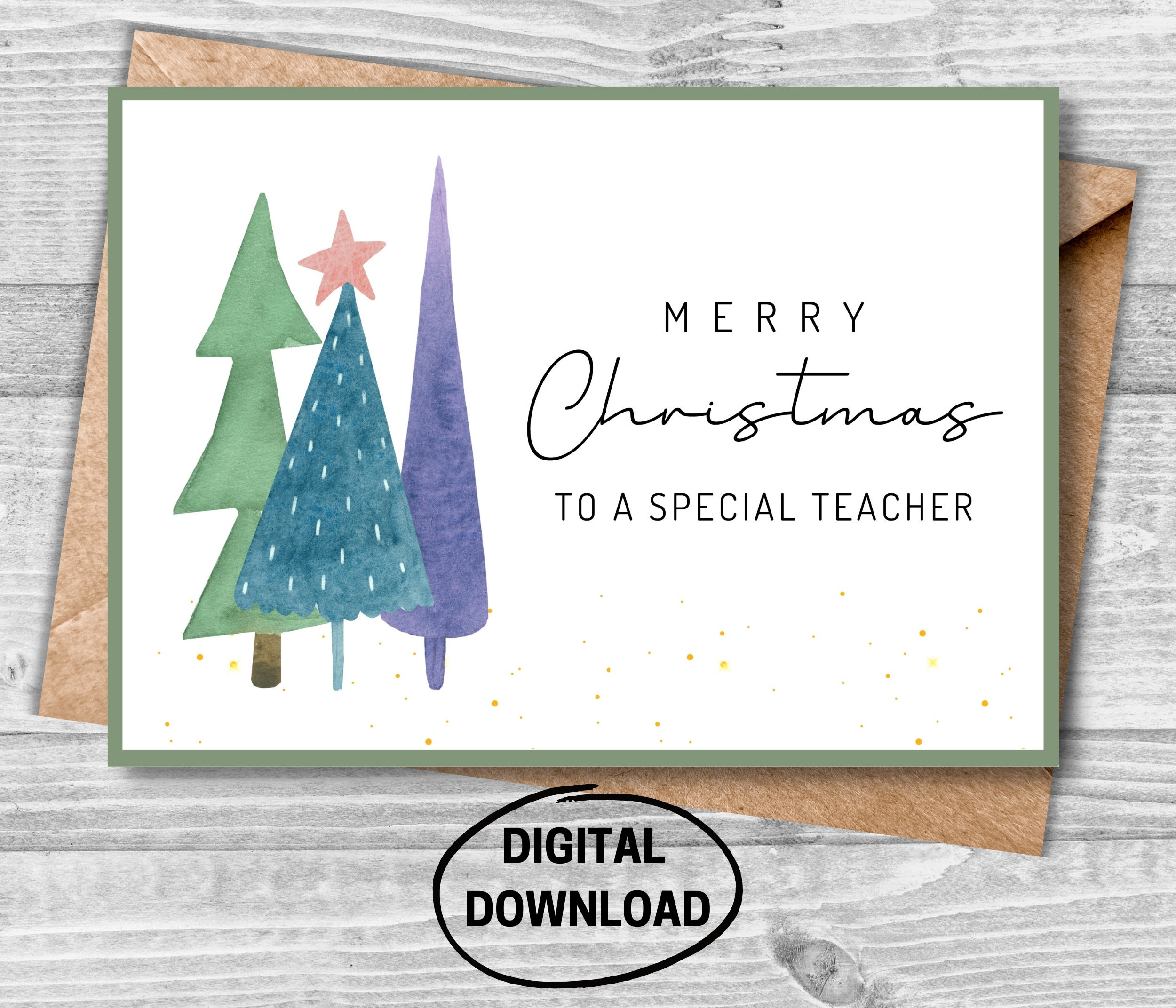 Teacher Christmas Card, Digital Teacher Christmas Card, Holiday ...