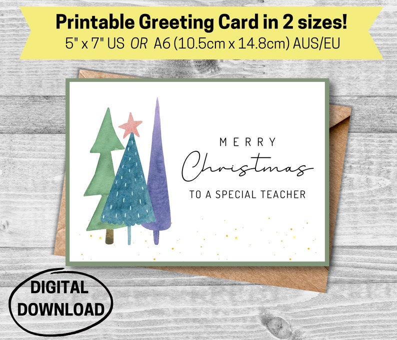 Teacher Christmas Card, Digital Teacher Christmas Card, Holiday ...