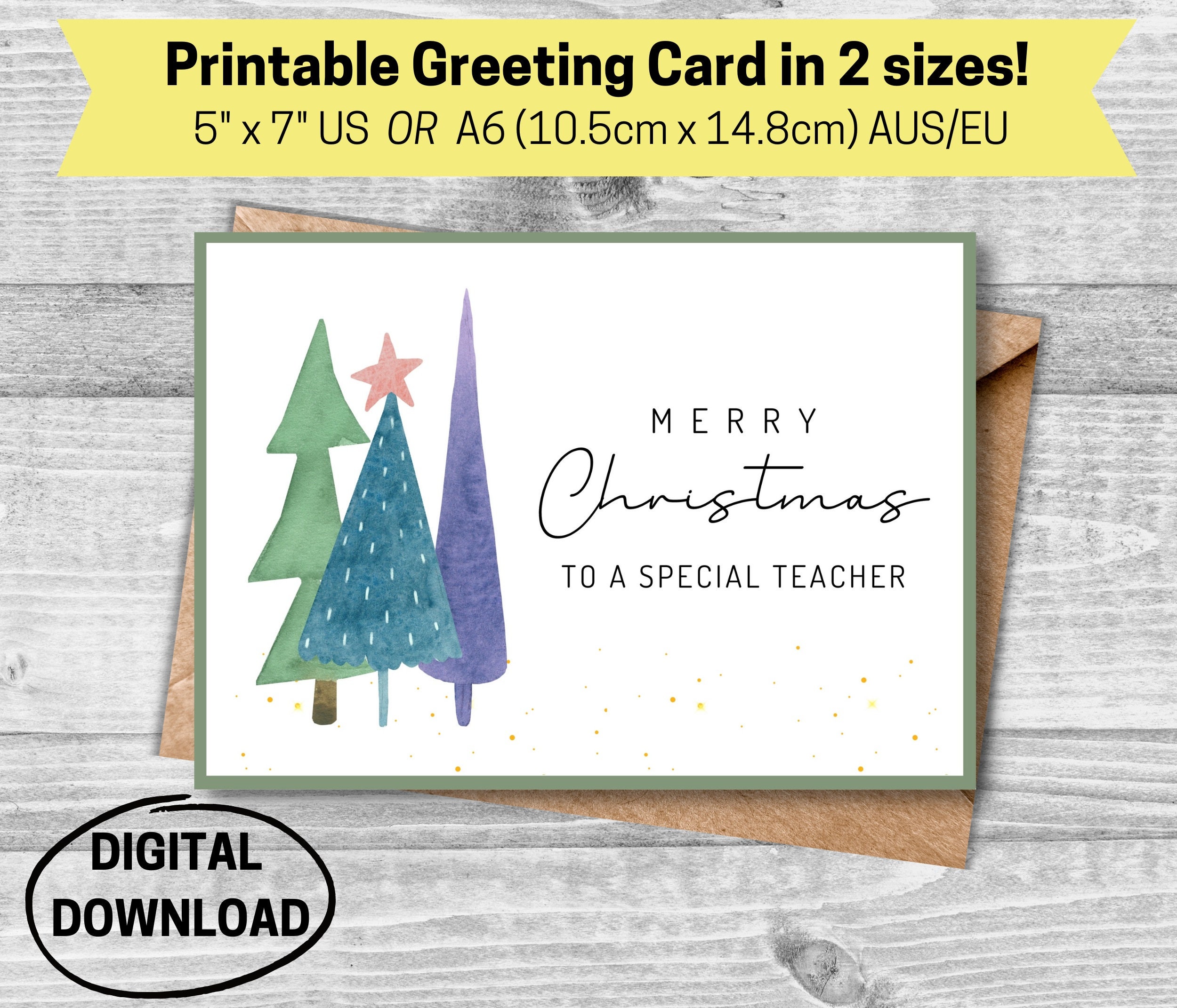 Teacher Christmas Card, Digital Teacher Christmas Card, Holiday ...