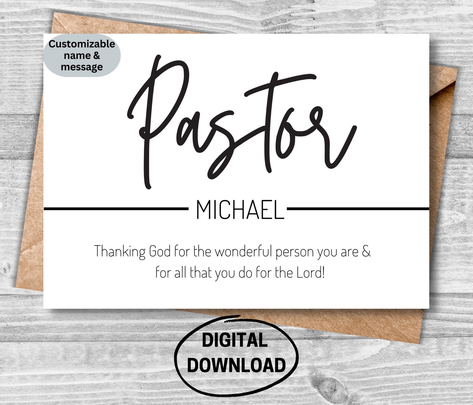Personalized Pastor Card, Thank You Card for Pastor, Printable Pastor ...