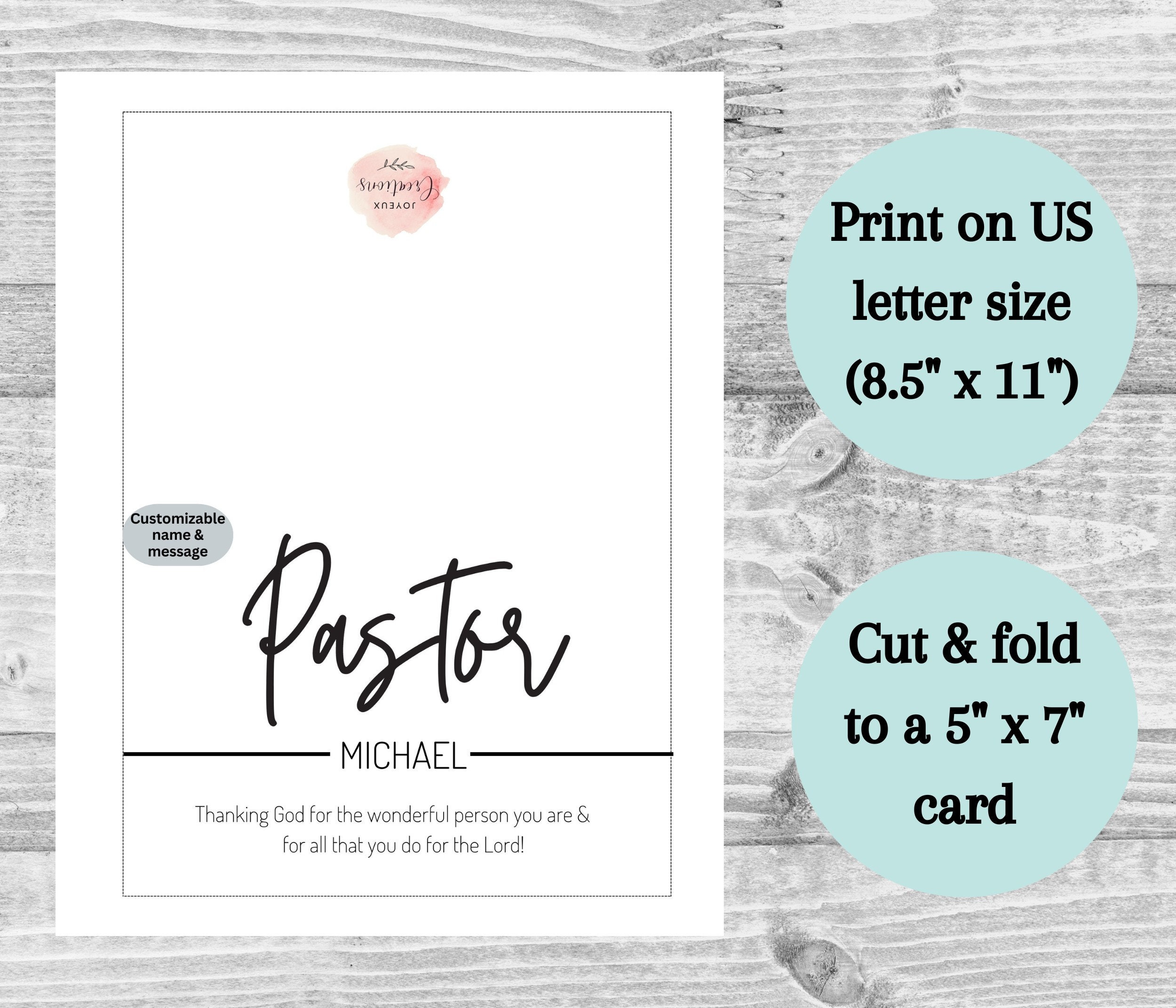 Personalized Pastor Card, Thank You Card for Pastor, Printable Pastor ...