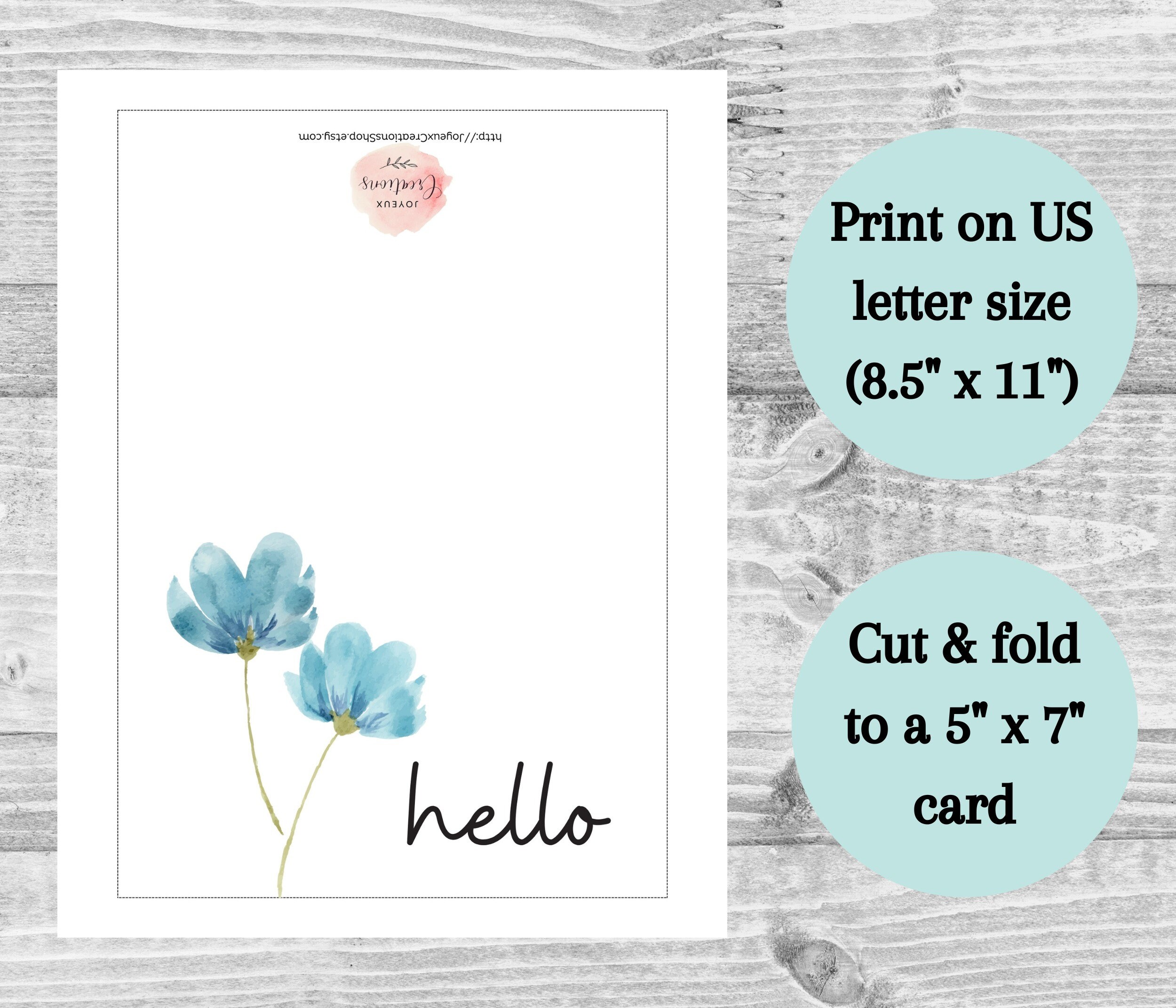 Hello Printable Card, Printable Greeting Card, Greeting Card Printable ...