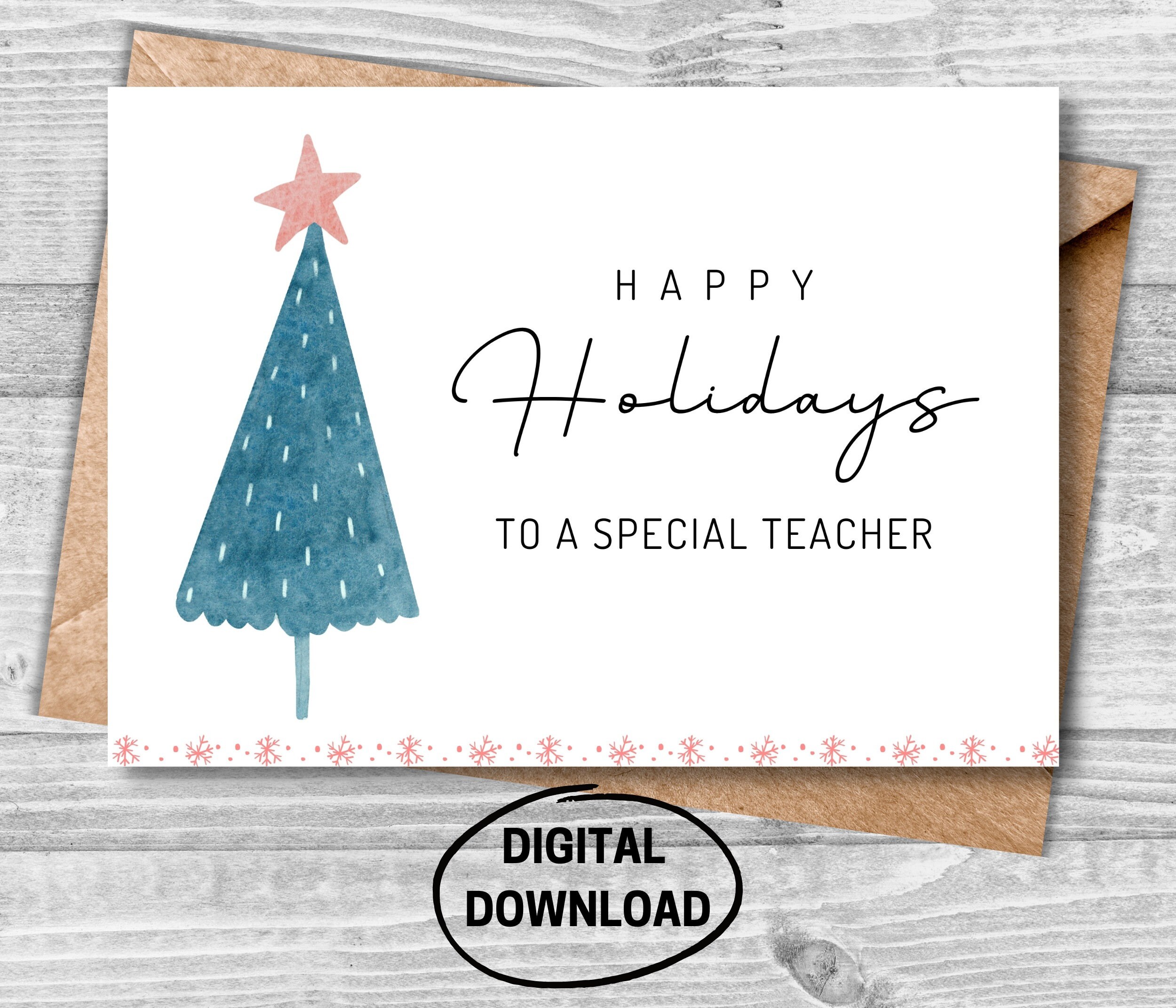 Teacher Christmas Card, Digital Teacher Christmas Card, Holiday ...