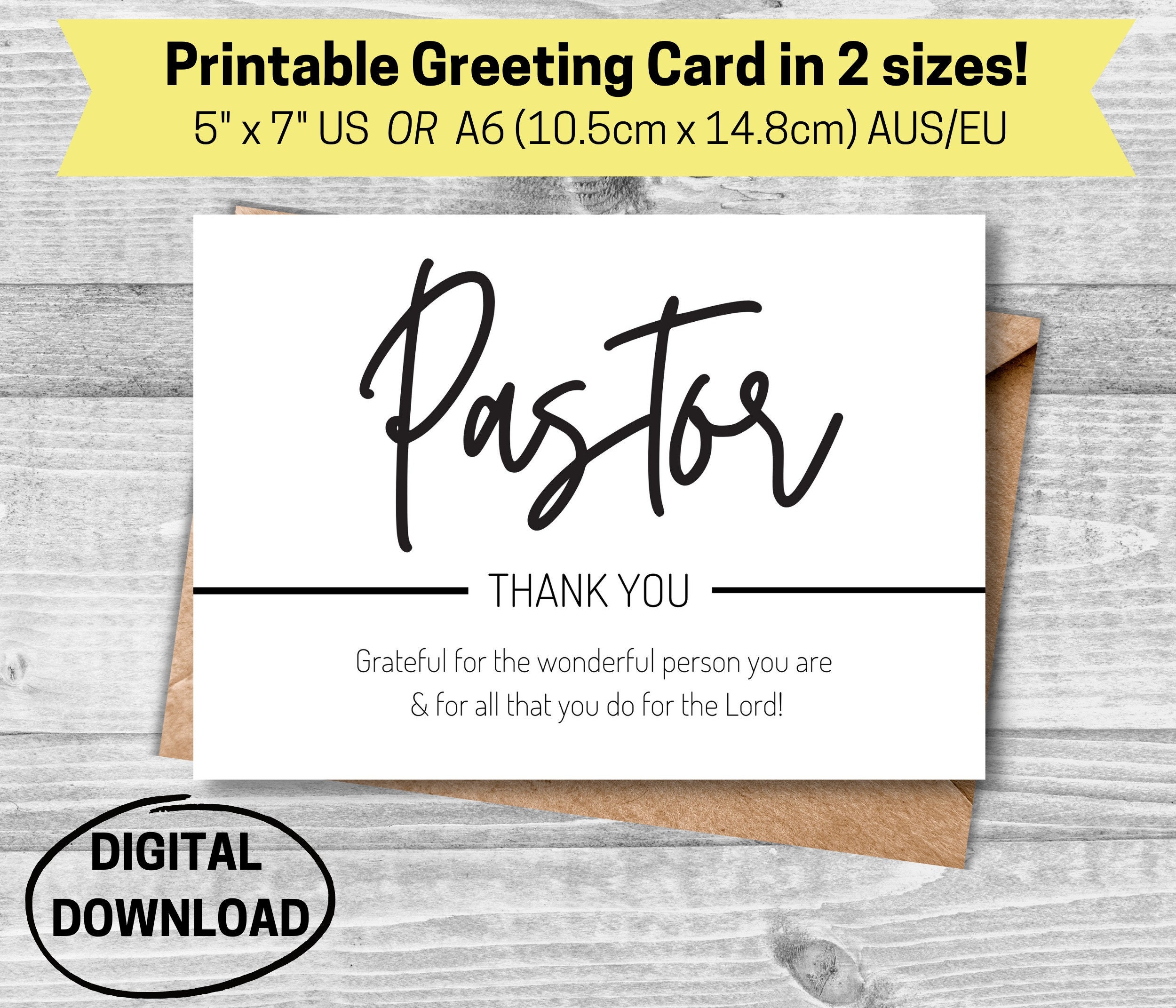 Pastor Printable Card Thank You Card For Pastor Printable Pastor