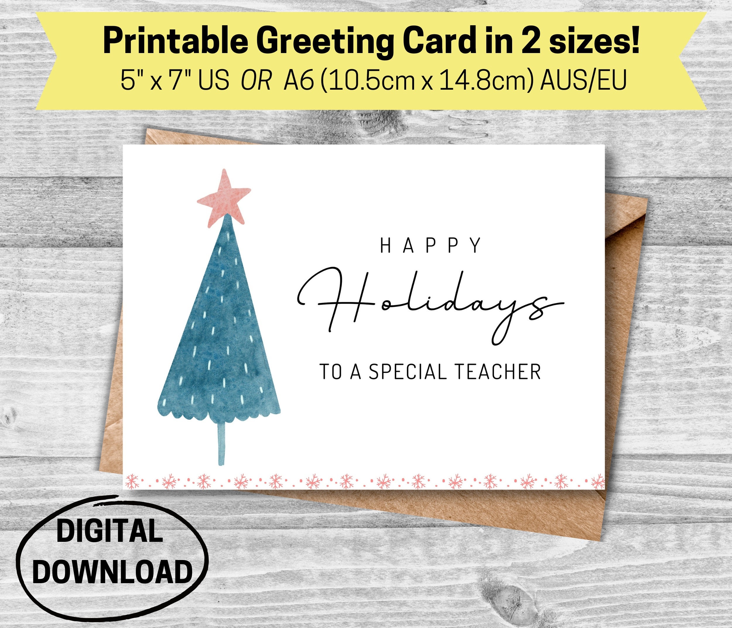 Teacher Christmas Card, Digital Teacher Christmas Card, Holiday ...