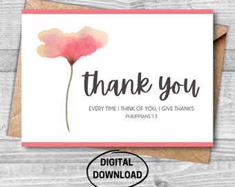 Thank You Card Religious Printable - Etsy