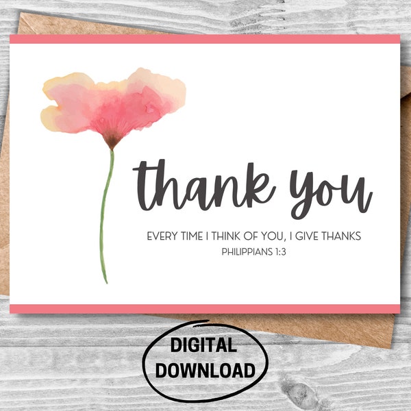 Christian Thank You Cards Printable - Etsy