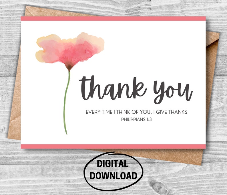 Christian Thank You Card, Religious Thank You Card, Thank You Printable ...