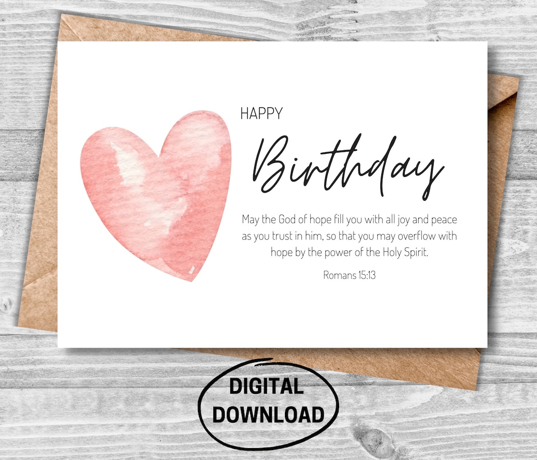 Birthday Printable Card, Christian Verse Card, Bible Verse Printable ...