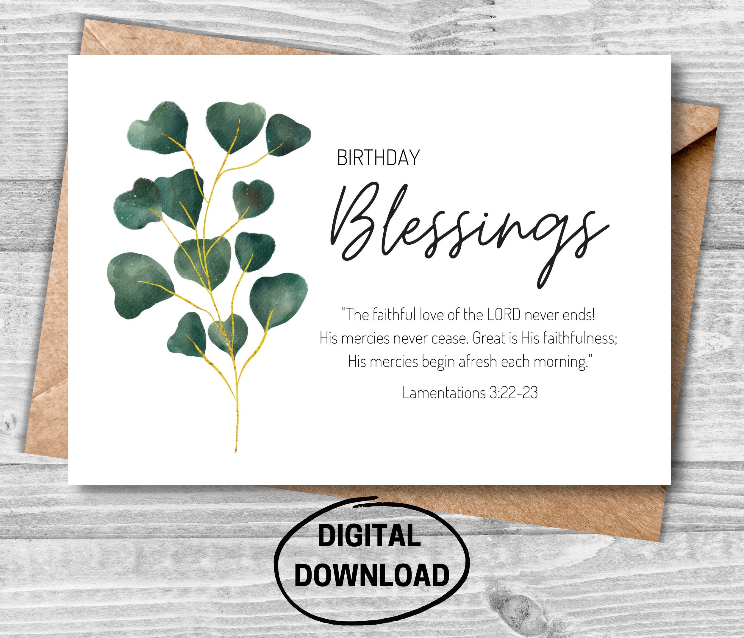 Birthday Printable Card, Christian Verse Card, Bible Verse Printable ...