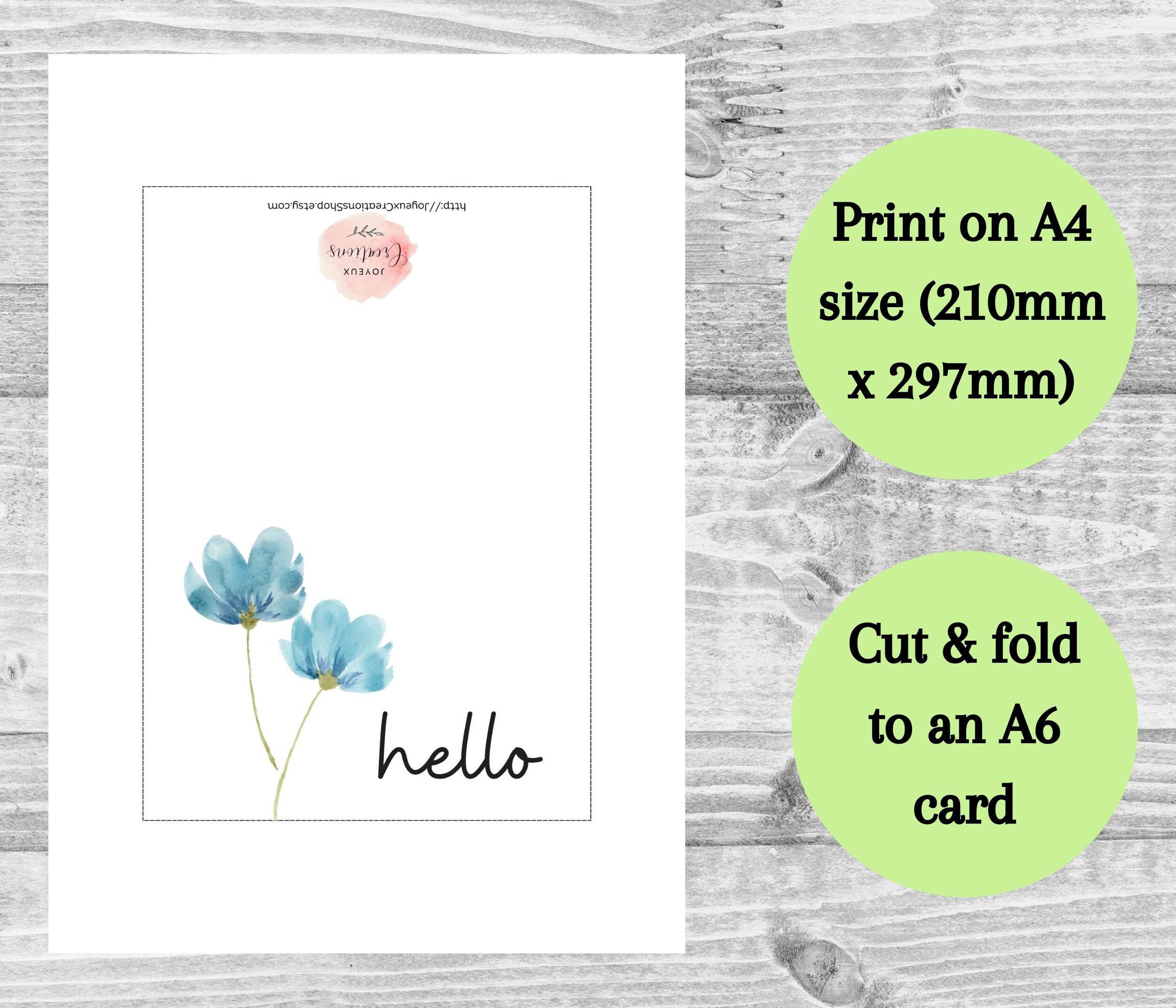 Hello Printable Card, Printable Greeting Card, Greeting Card Printable ...