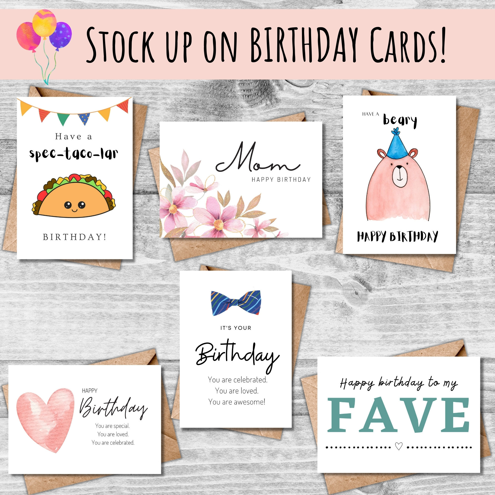 Printable Card Bundle, Card Bundle, Card Packs, Greeting Card Pack ...