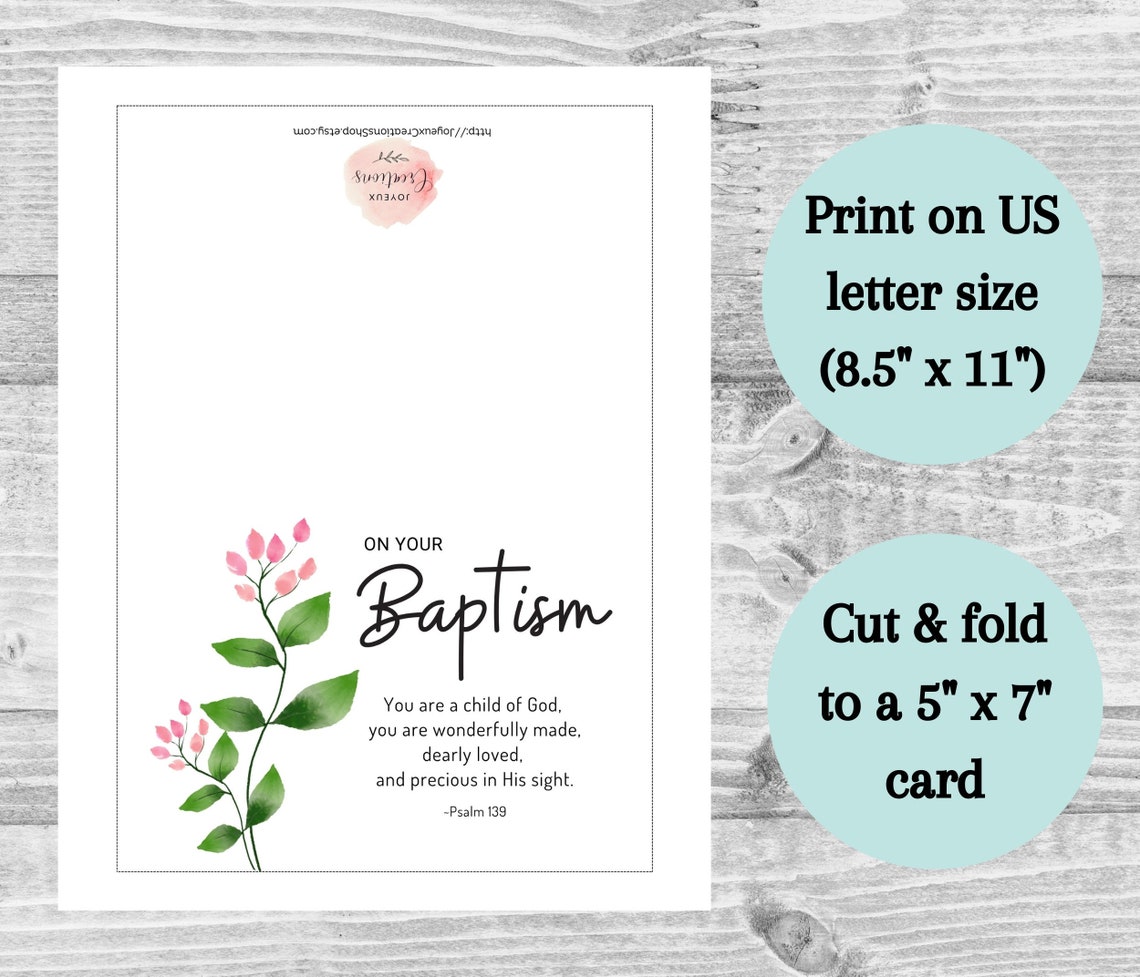 Baptism Printable Card, Religious Card, Card for Baptism, Dedication ...