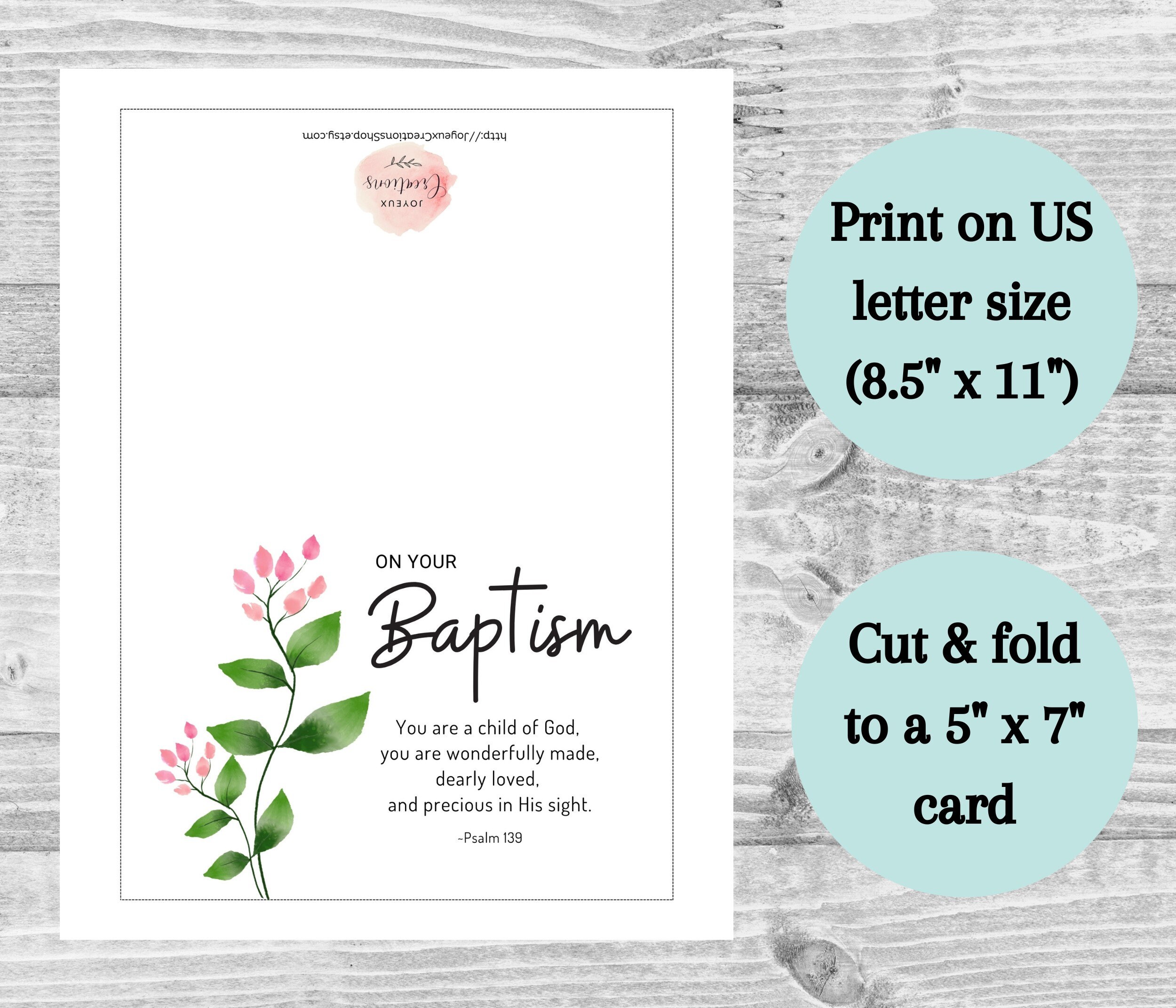 Baptism Printable Card, Religious Card, Card for Baptism, Dedication ...