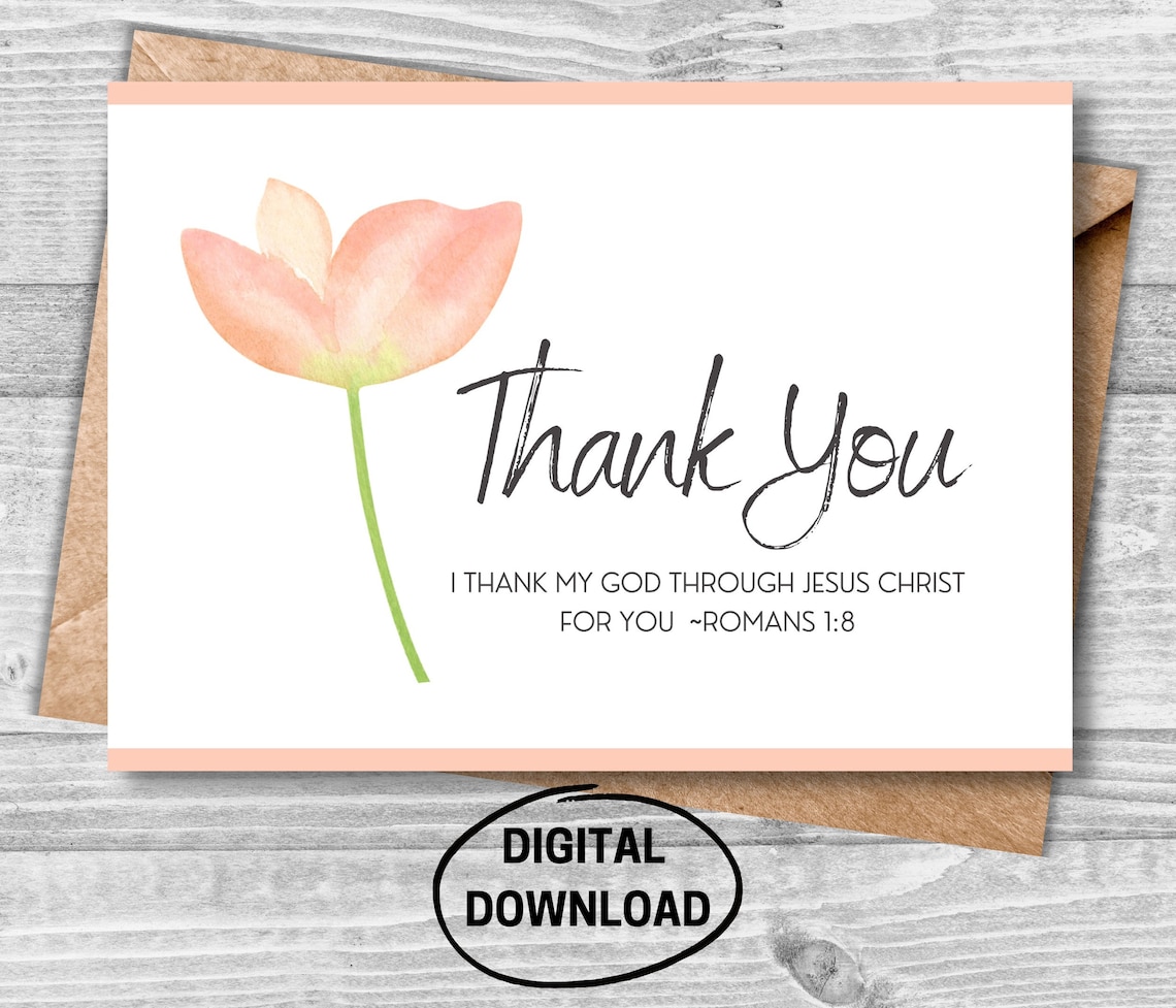 Christian Thank You Card, Religious Thank You Card, Thank You Printable ...