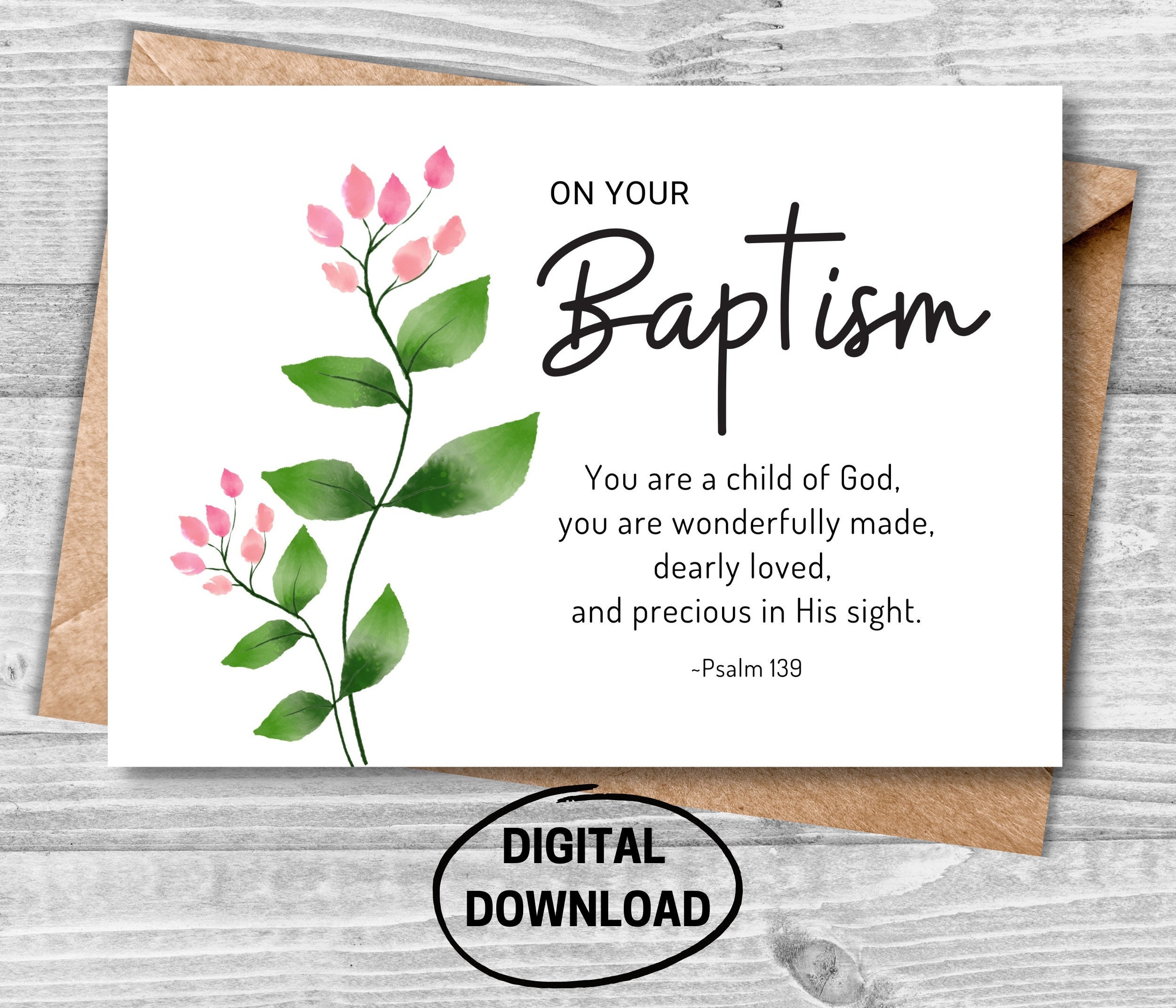 Baptism Printable Card Religious Card Card For Baptism Dedication