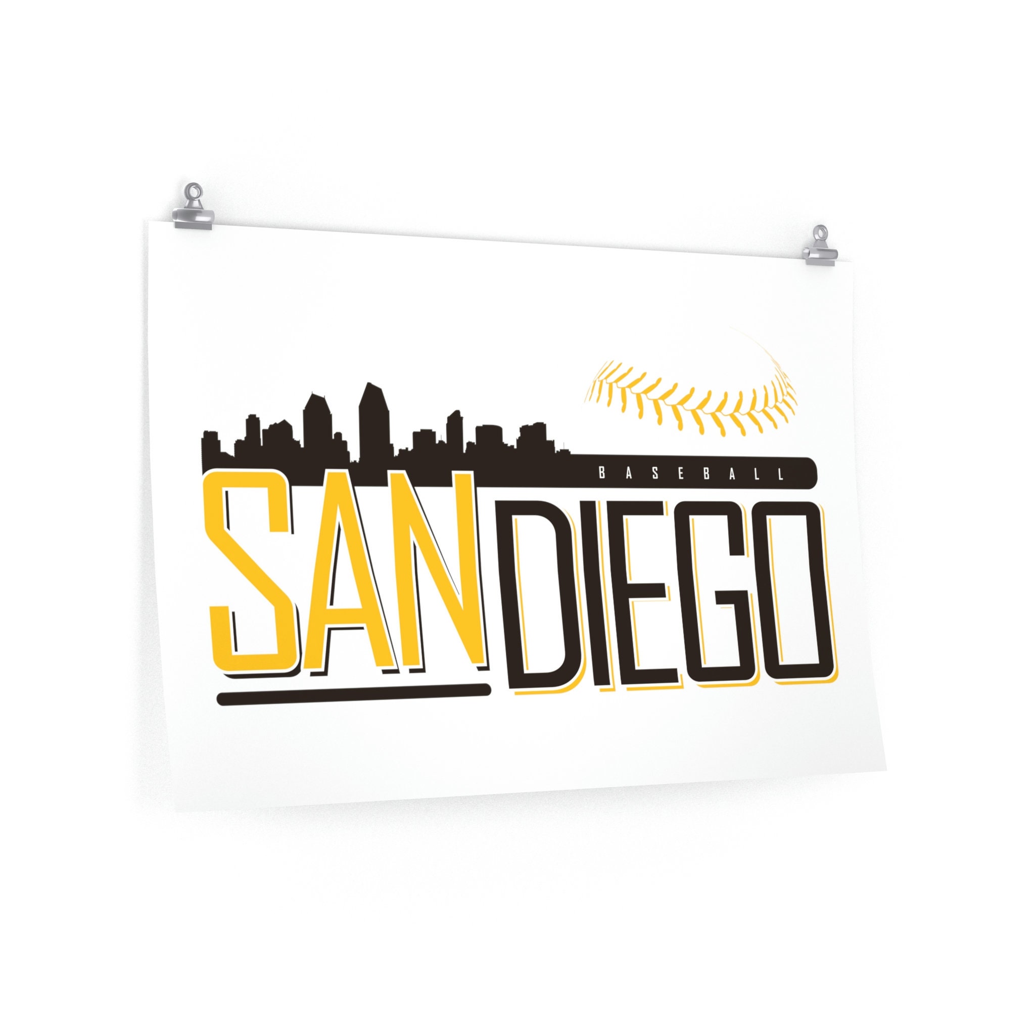 San Diego Padres Art Print Padres Baseball Wall Art Baseball Poster ...