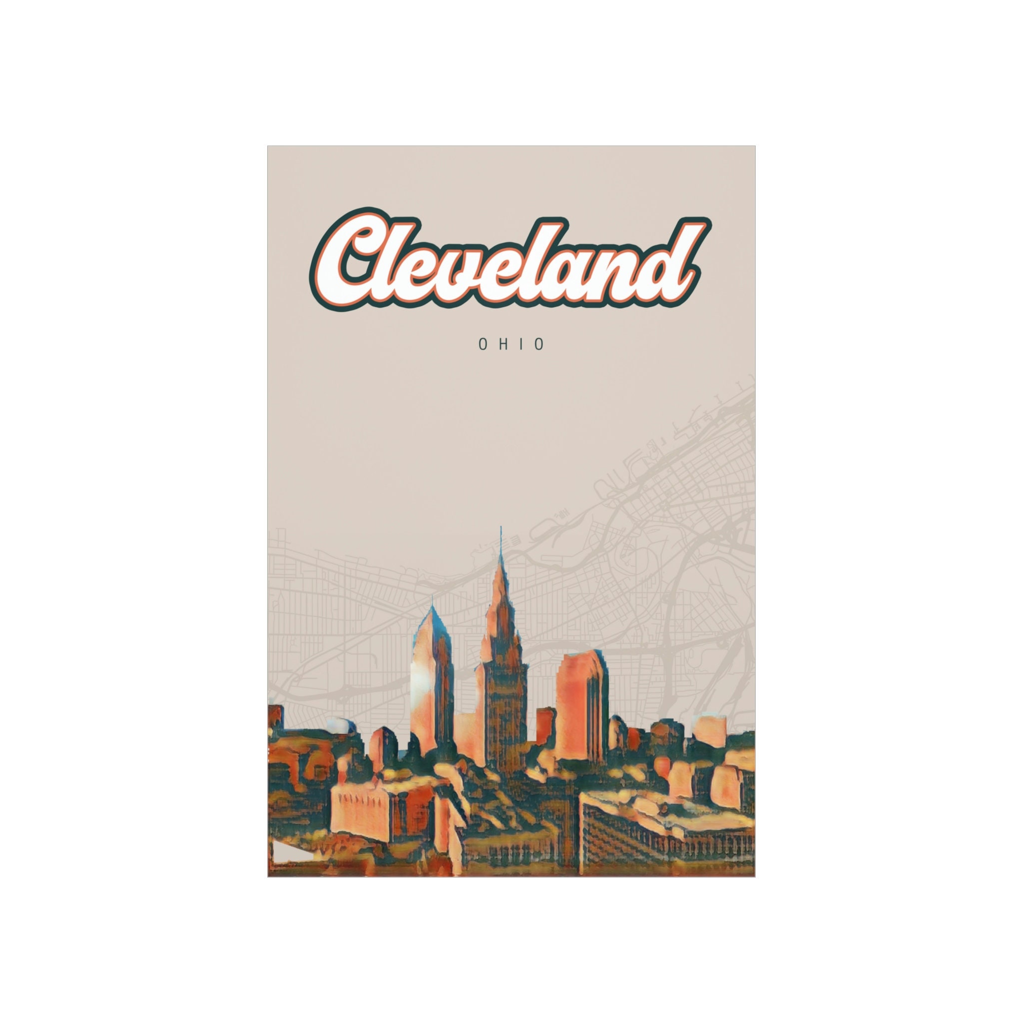 Cleveland Art Decor Cleveland Skyline City Art Decor Cleveland Lover ...