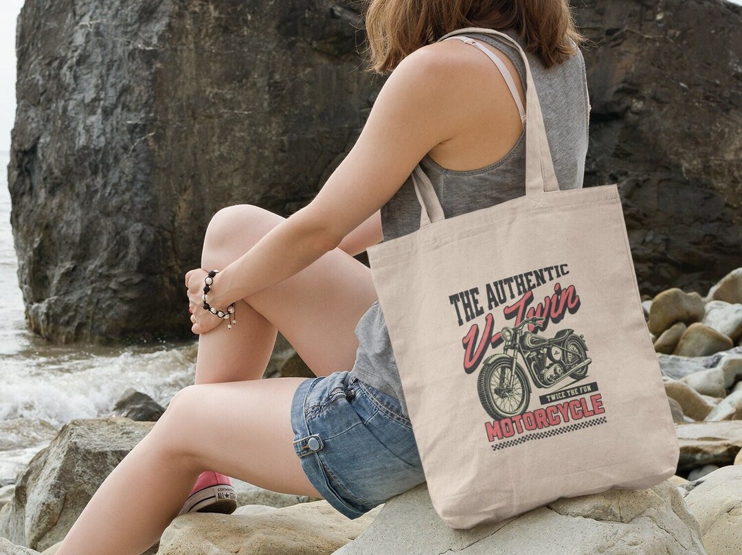 Motorcycle Tote Bag Gift for Mechanic Canvas Bag Biker Carryall Gift ...