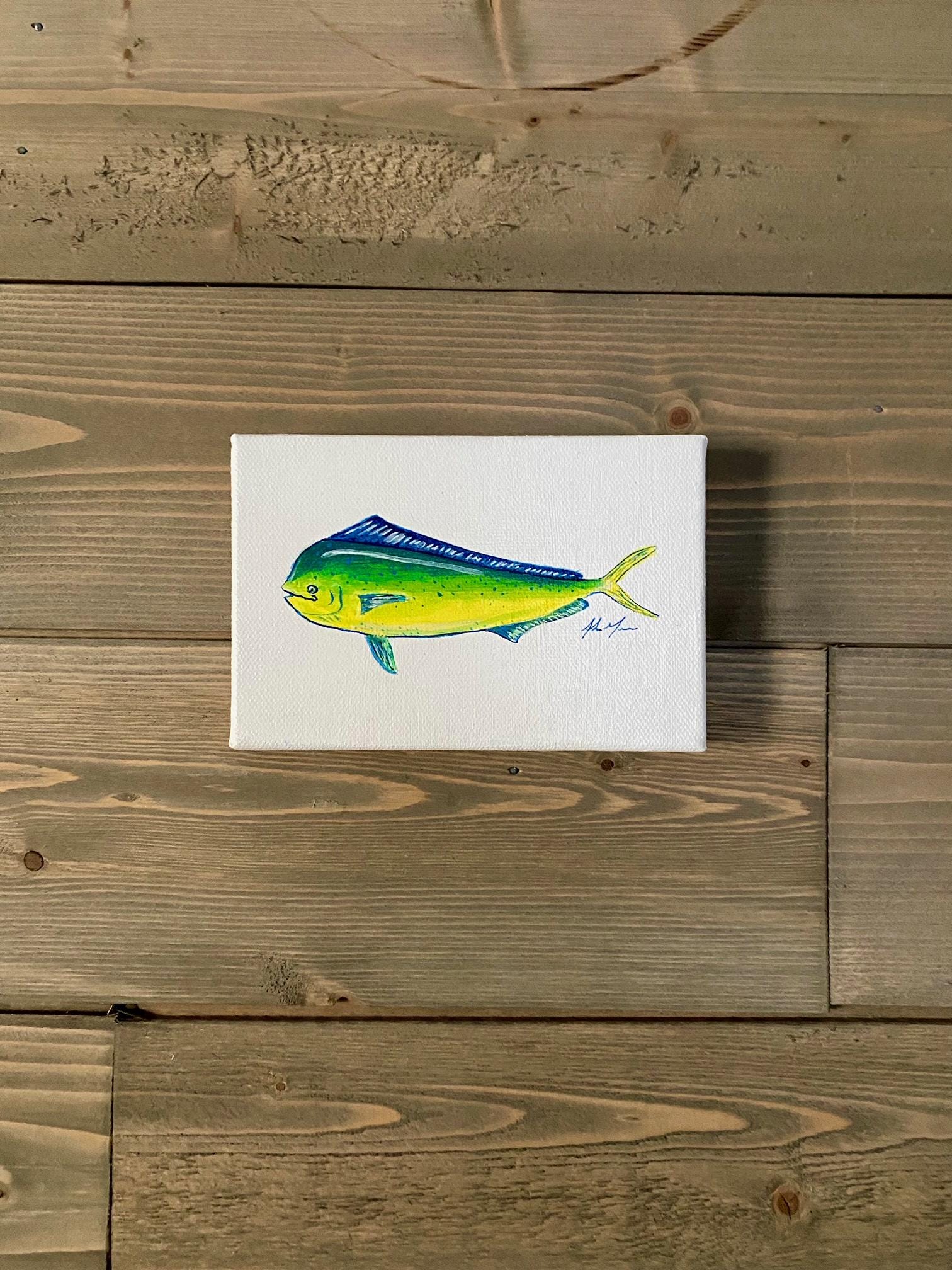 Original Mini Canvas Mahi Mahi | Beach Wall Decor | Modern Watercolor ...