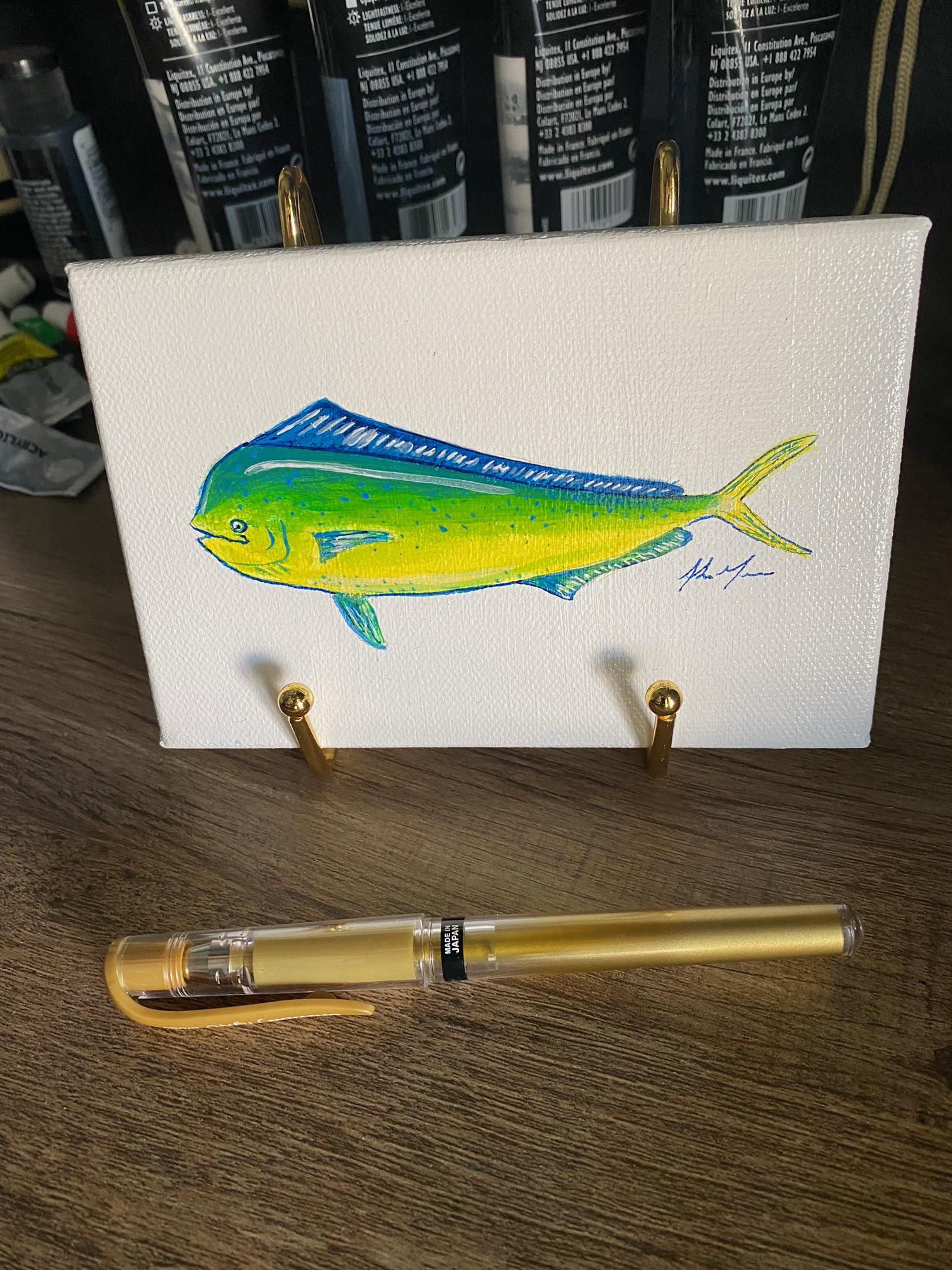 Original Mini Canvas Mahi Mahi | Beach Wall Decor | Modern Watercolor ...