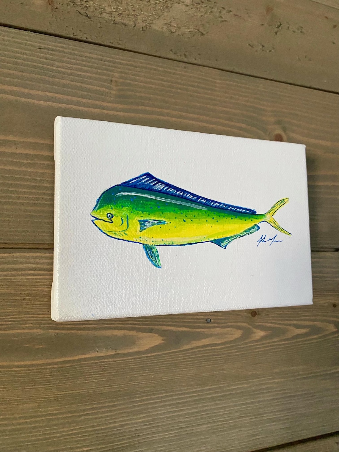 Original Mini Canvas Mahi Mahi | Beach Wall Decor | Modern Watercolor ...