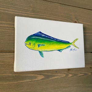 Original Mini Canvas Mahi Mahi | Beach Wall Decor | Modern Watercolor ...