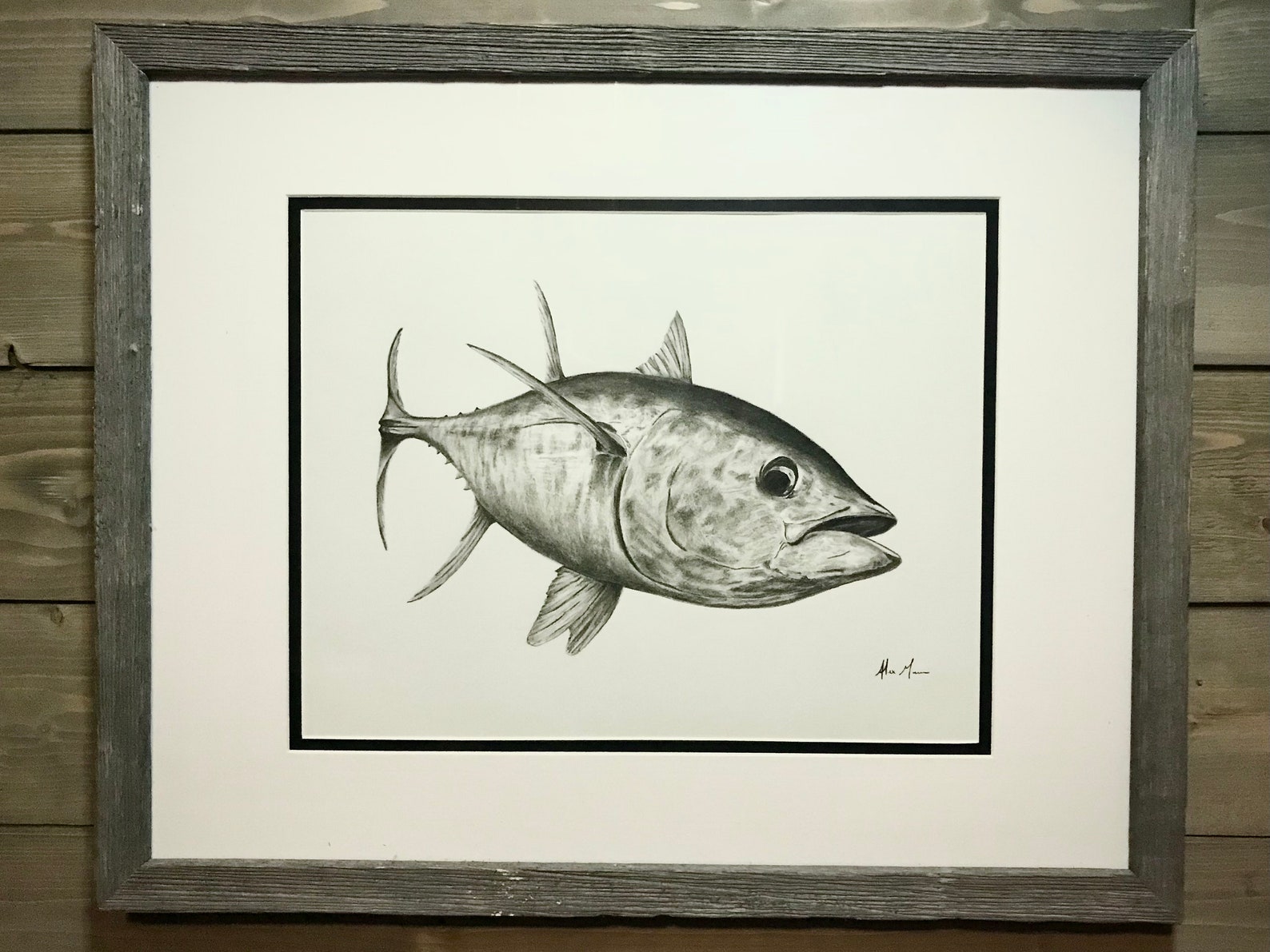 Charcoal Tuna Print - Etsy