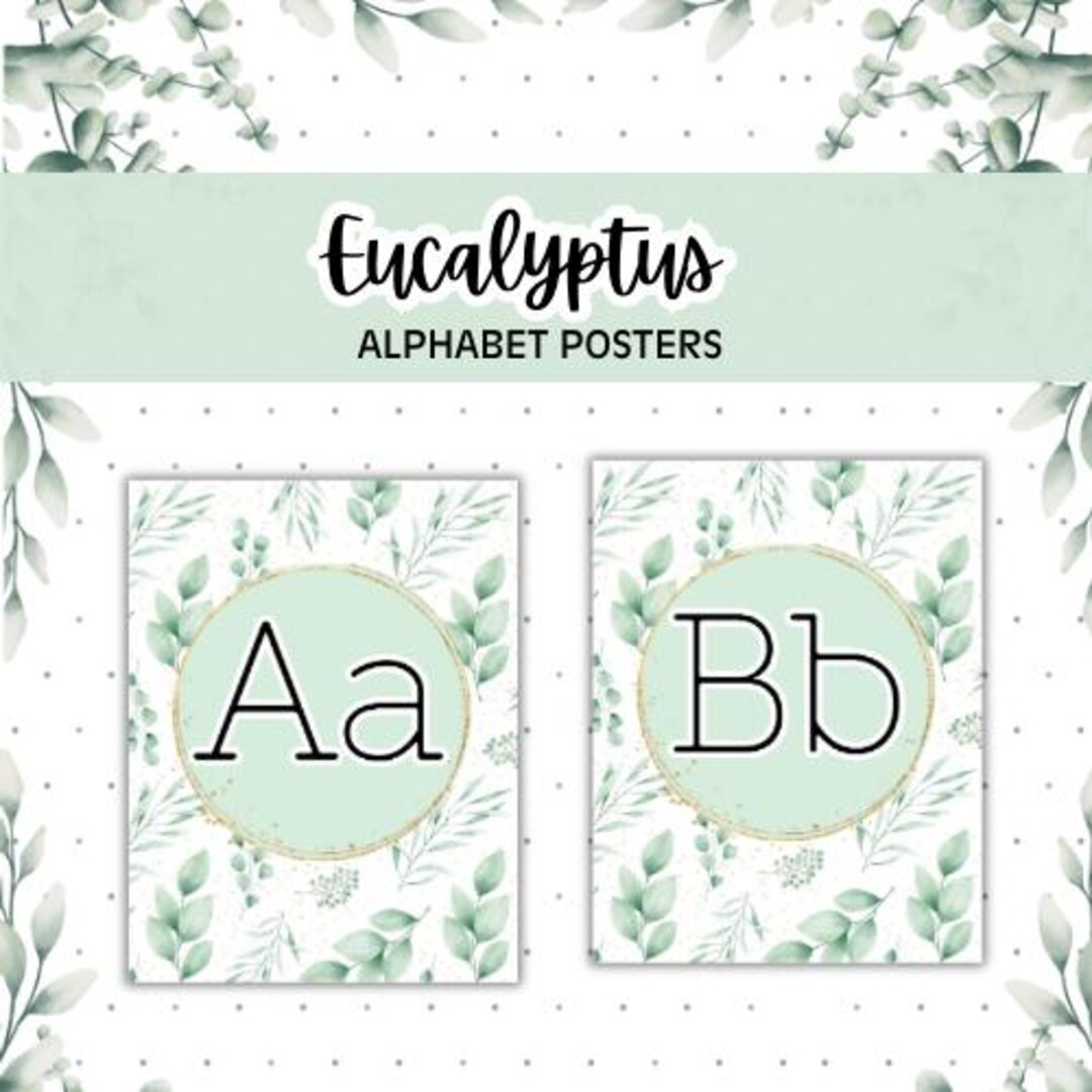 ABC Posters, Eucalyptus Theme ABC Posters, Alphabet Posters - Etsy