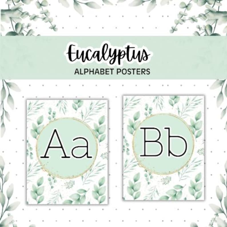 Eucalyptus ABC Posters, Classroom Alphabet Print (PDF) - Etsy