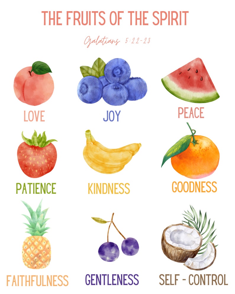 Fruits of the Spirit Poster 8x10, Printable Wall Art, Bible Verse ...