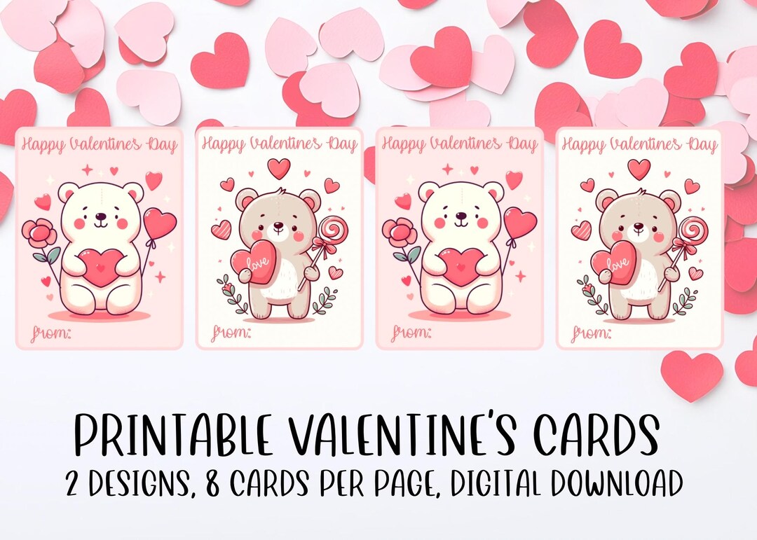 Printable Valentine’s Cards, Digital Valentines Cards, Class Valentine ...