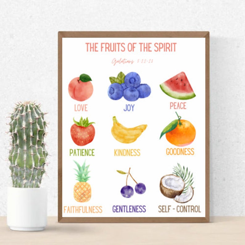 Fruits of the Spirit Poster 8x10, Printable Wall Art, Bible Verse ...