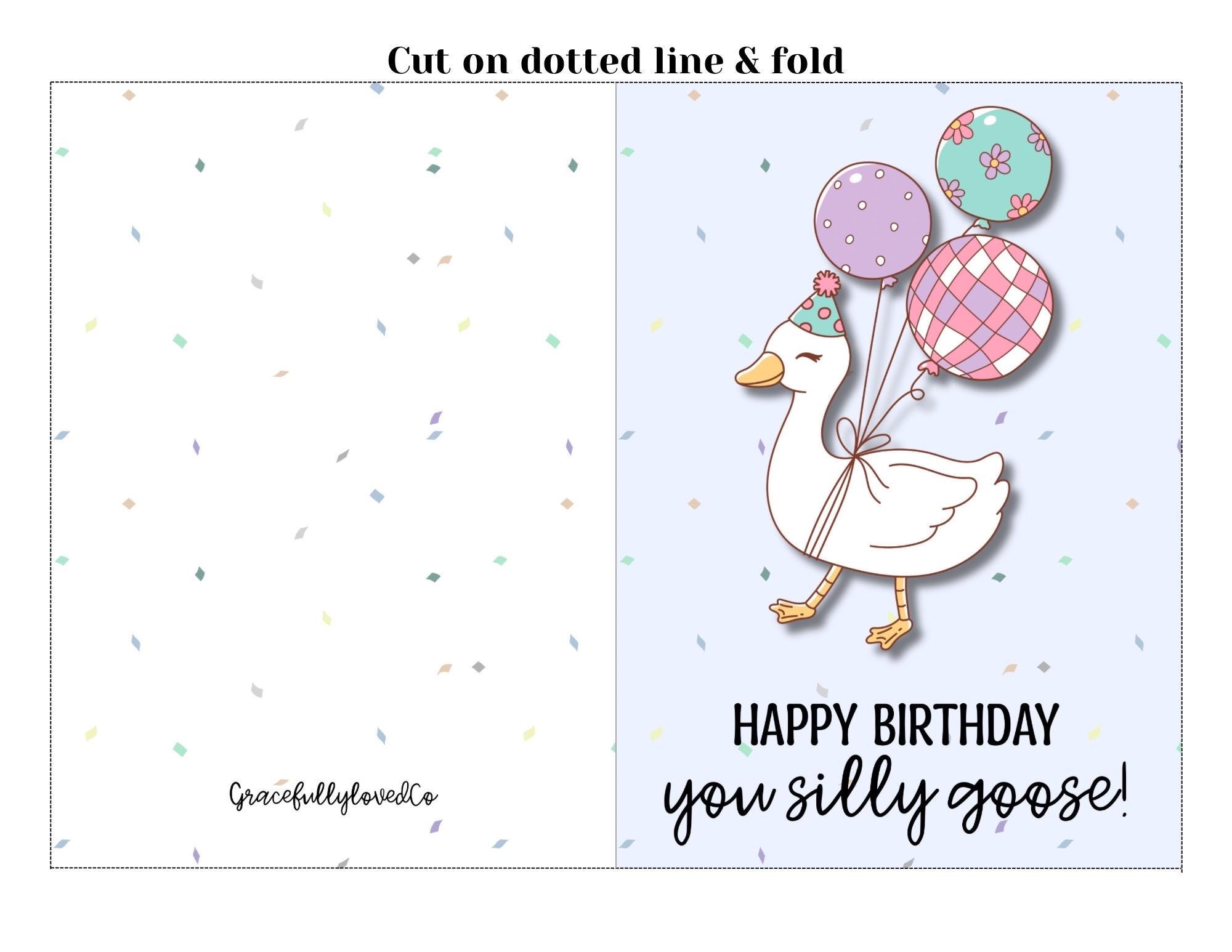 Silly Goose Birthday Card, Printable Birthday Card, Birthday Card - Etsy