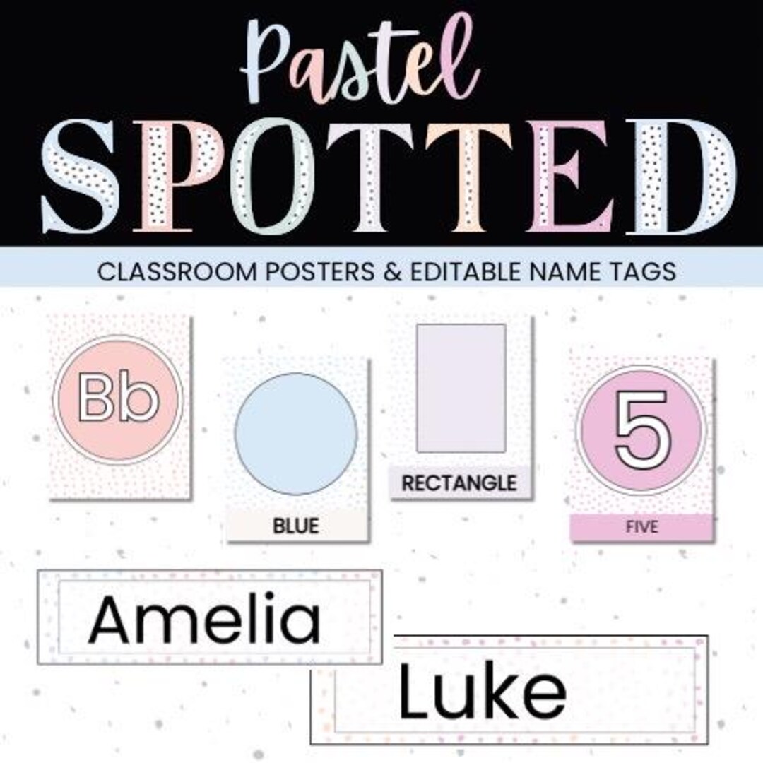 Pastel Classroom Decor Set, Classroom Poster Set, Editable Name Tags - Etsy