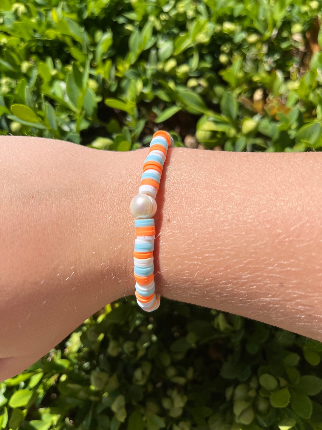Stretchy Clay Bead and Pearl Bracelet - Etsy