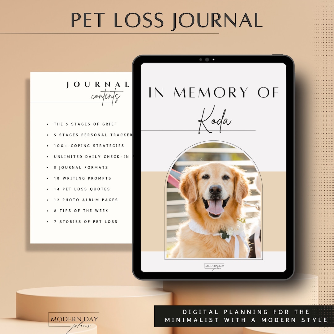 Pet Loss Journal, Dog Memorial Gift, Personalized Dog Bereavement Gift ...