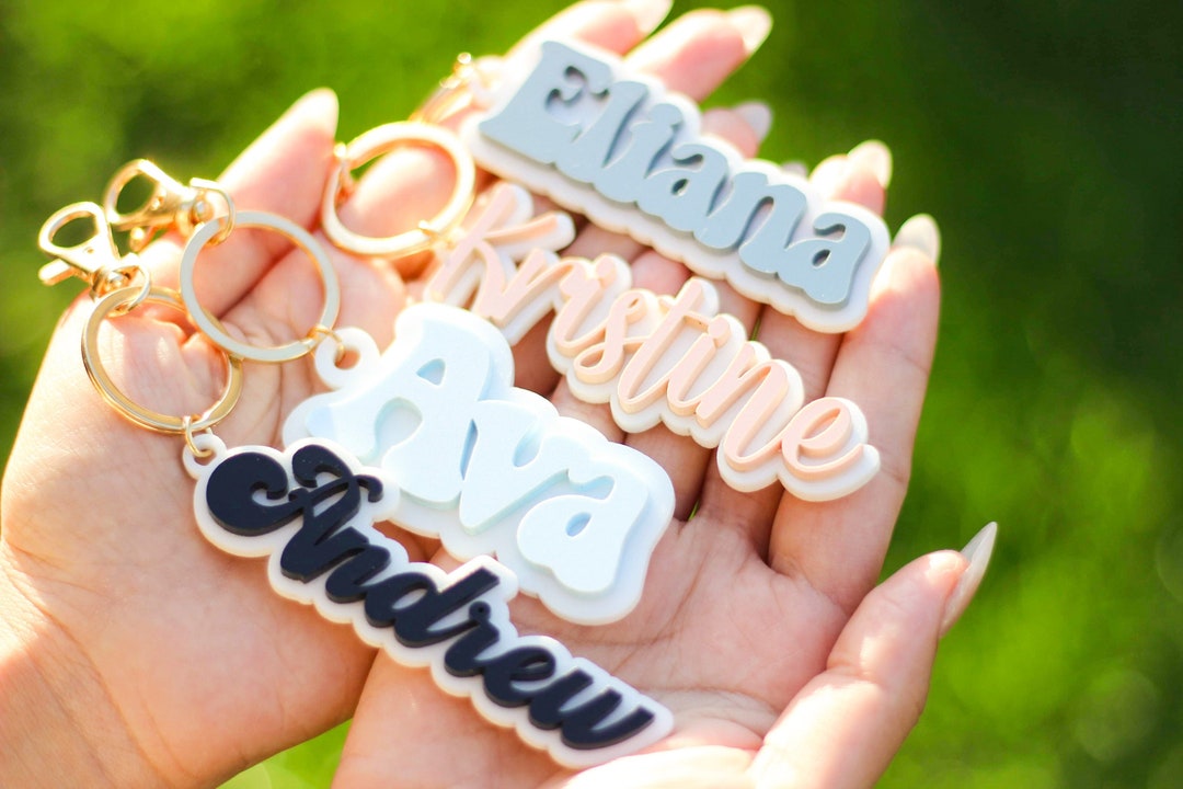 Acrylic Keychain Retro Name Personalized Acrylic Name Tag - Etsy