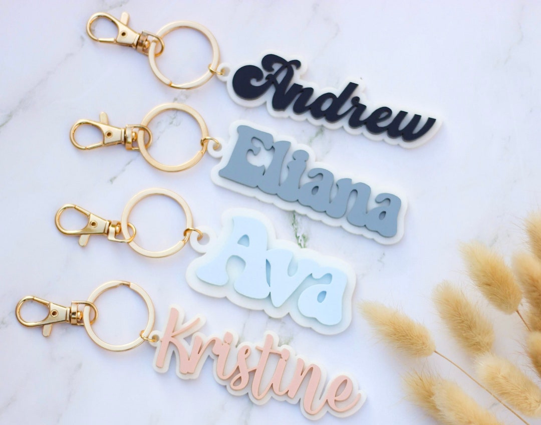 Acrylic Keychain Retro Name Personalized Acrylic Name Tag - Etsy