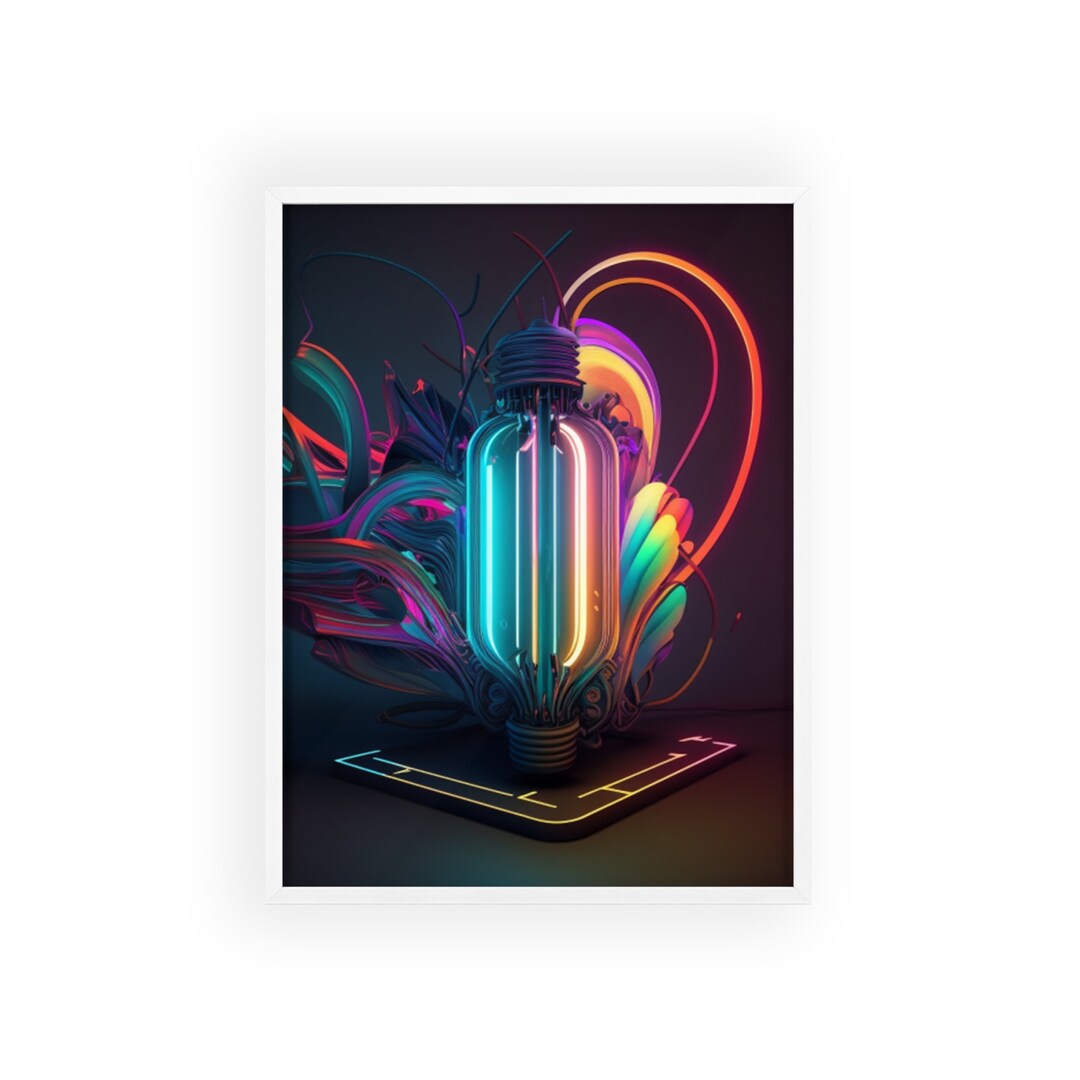 Abstract Neon Lamp Artwork Posters With Wooden Frame - Etsy