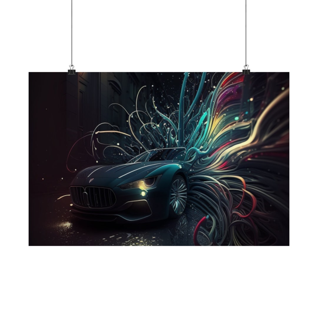 Abstract Neon Maserati Artwork Matte Horizontal Posters - Etsy