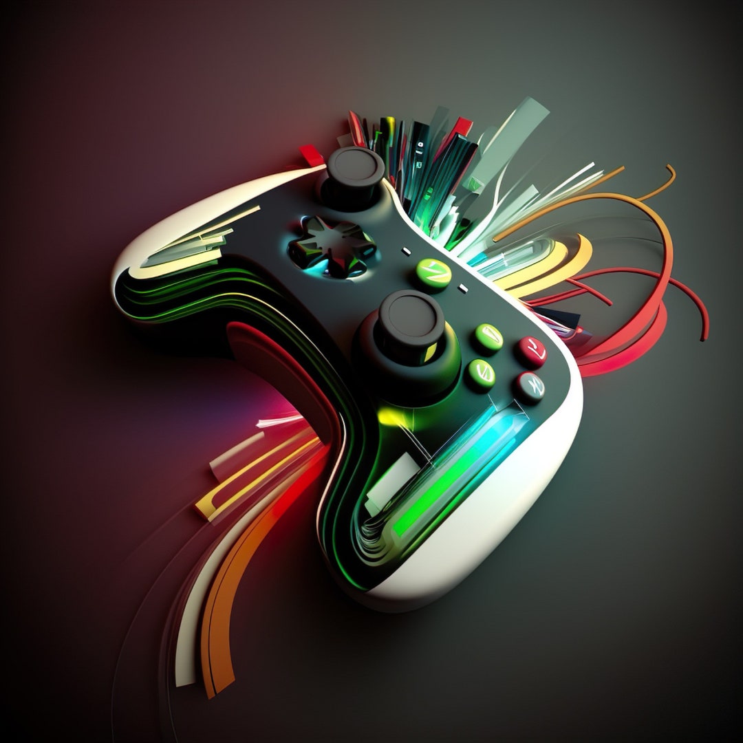 Abstract Neon Xbox Controller Digital Artwork - Etsy