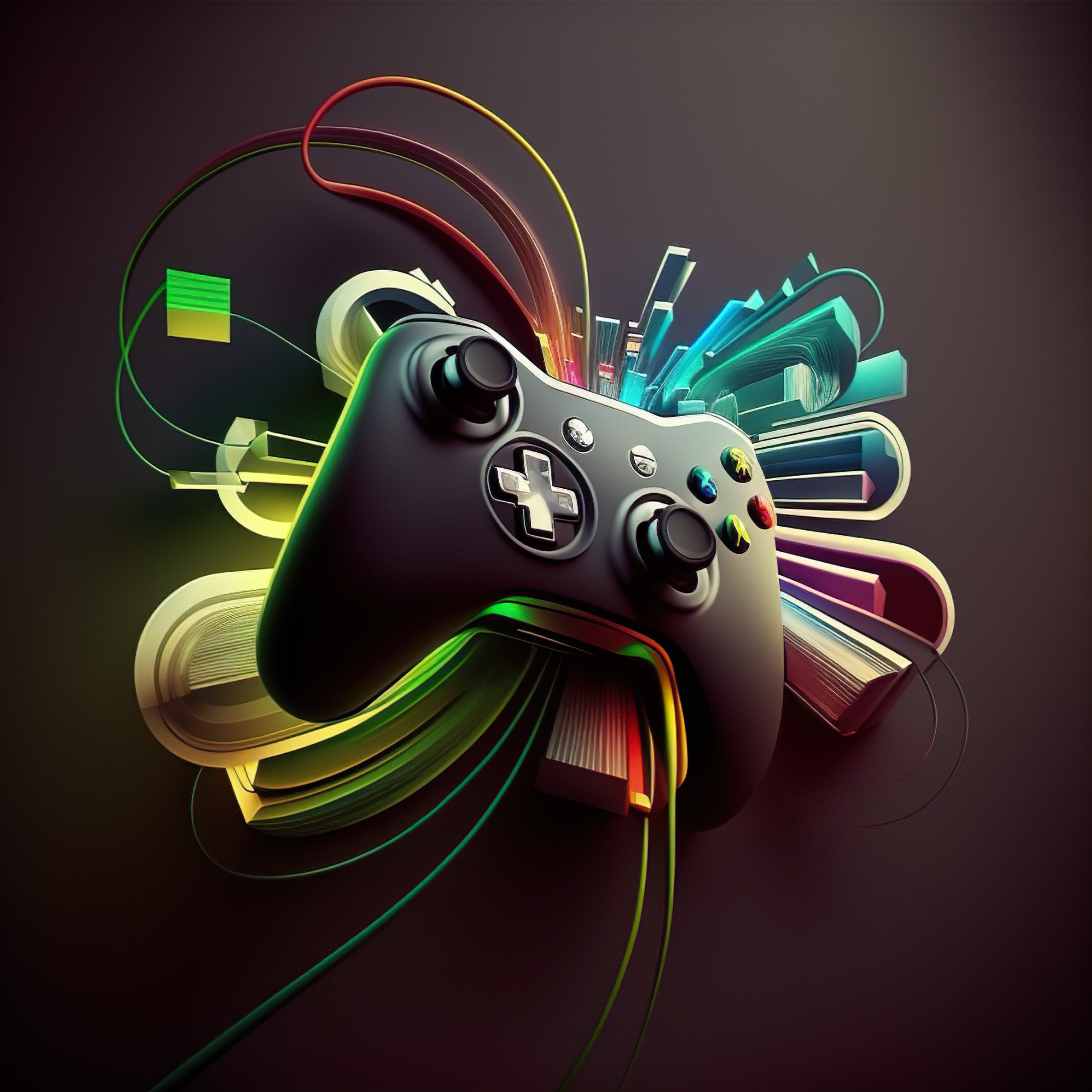 Abstract Neon Xbox Controller Digital Artwork - Etsy