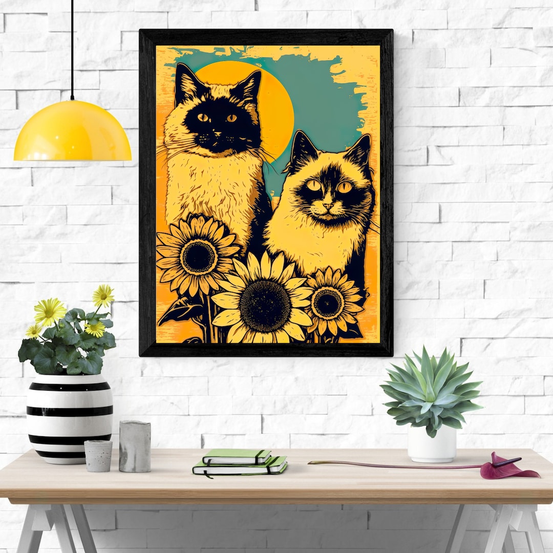 Yellow Cats Wall Art Digital Download Cats Prints, Nursery Wall Art ...