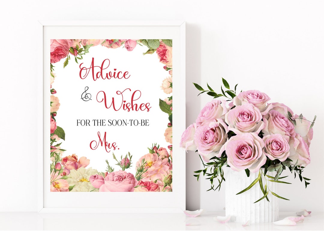 Advice and Wishes for the Bride Sign, Advice Sign Bridal Shower ...